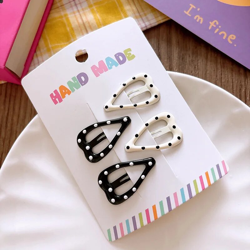 MOONBIFFY Детские заколки для волос 4 шт, белые, черные