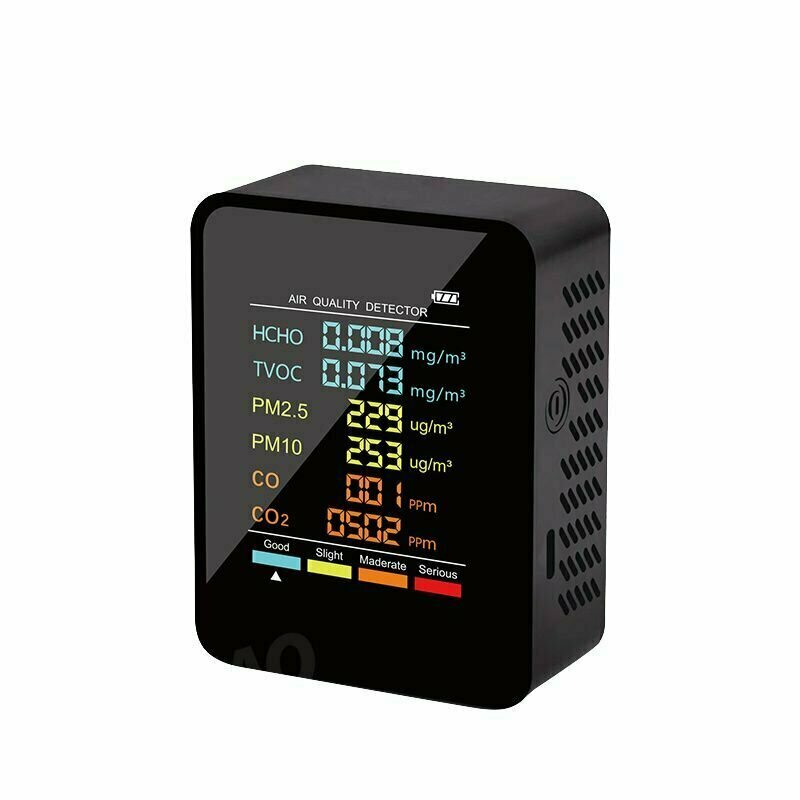 Монитор качества воздуха, с датчиком CO2, PM2,5, PM10, HCHO, TVOC, CO, USB-C