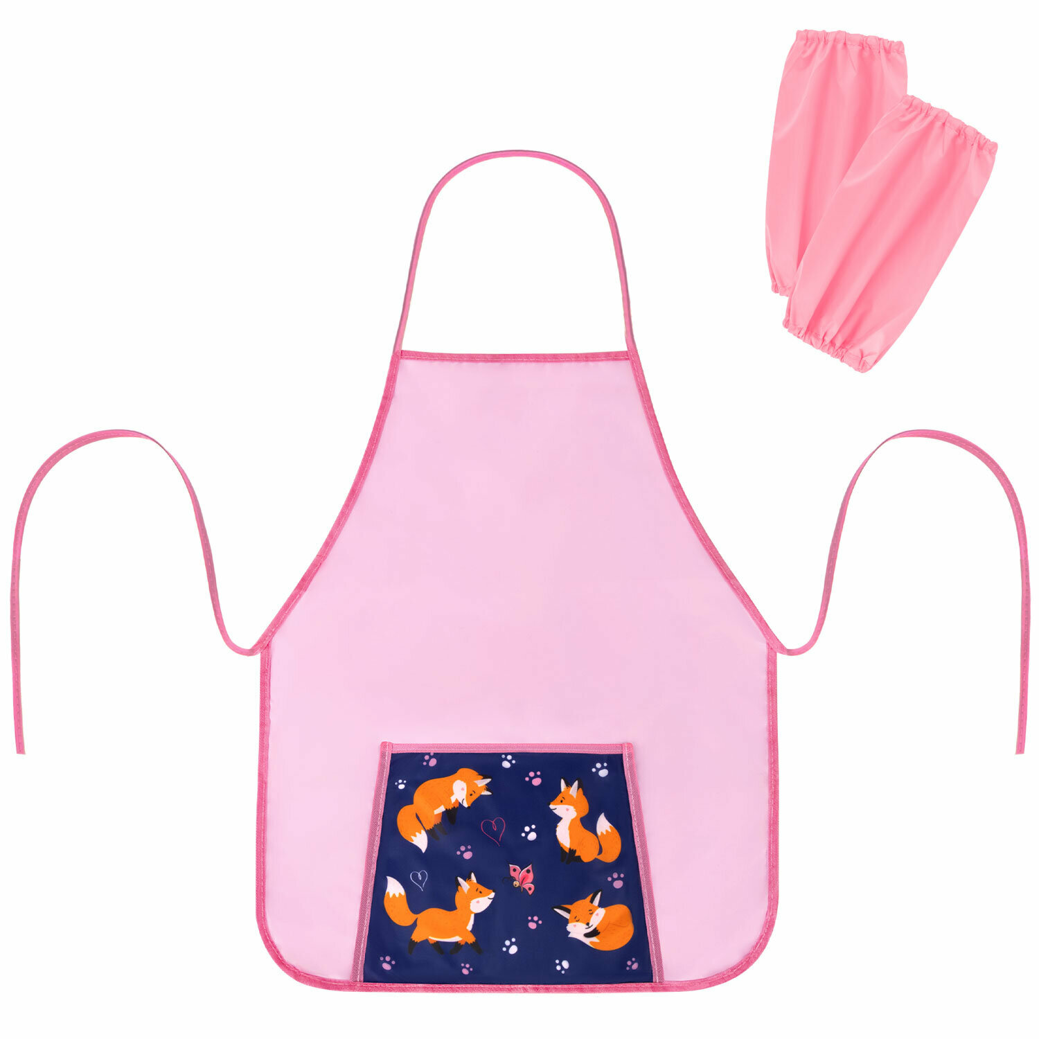 Фартук с нарукавниками Пифагор Playing foxes, для уроков труда, 1 карман, 46х54 см