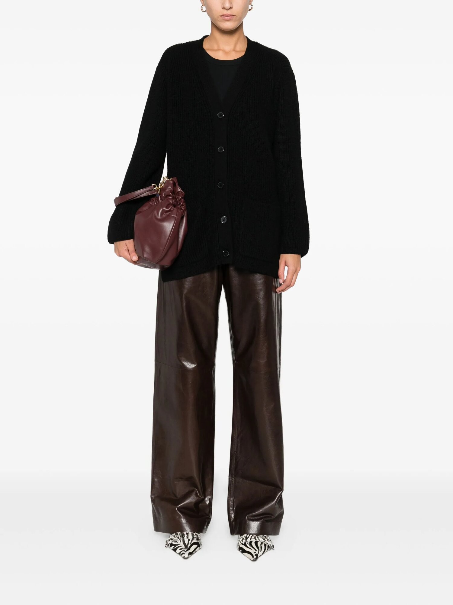 Кардиган P.A.R.O.S.H. Buttoned pocket cardigan, размер M, черный — фото 1