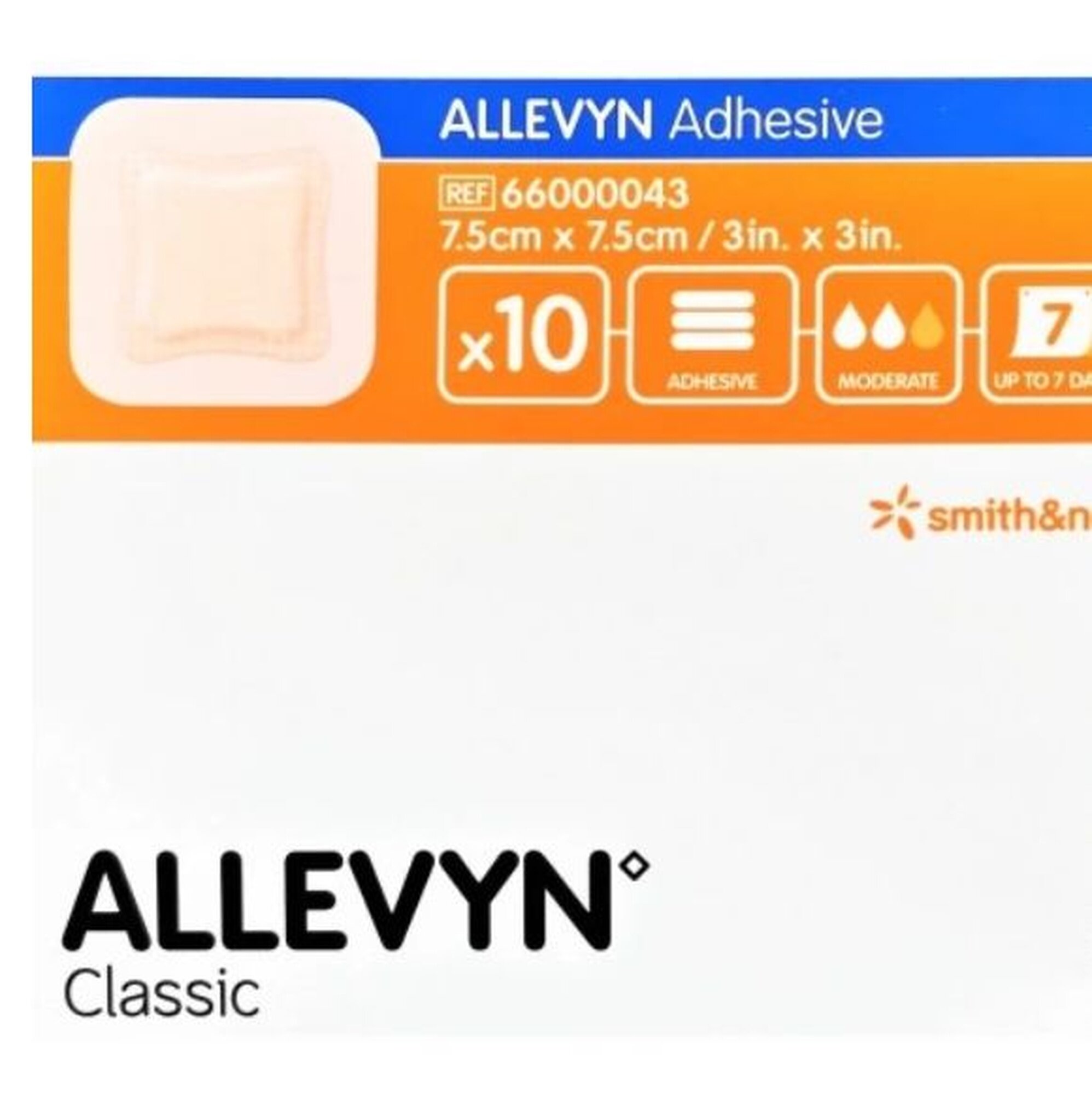 Пластырь для закрытия ран Smith & Nephew Allevyn Adhesive 7,5 x 7,5 см 10 шт.