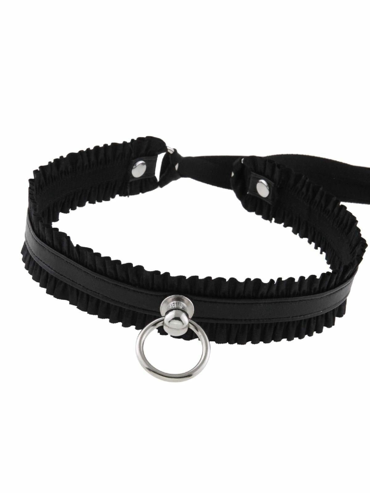 Стильный черный кружевной ошейник с металлическими декорациями, готическое украшение для ролевых игр, Черный