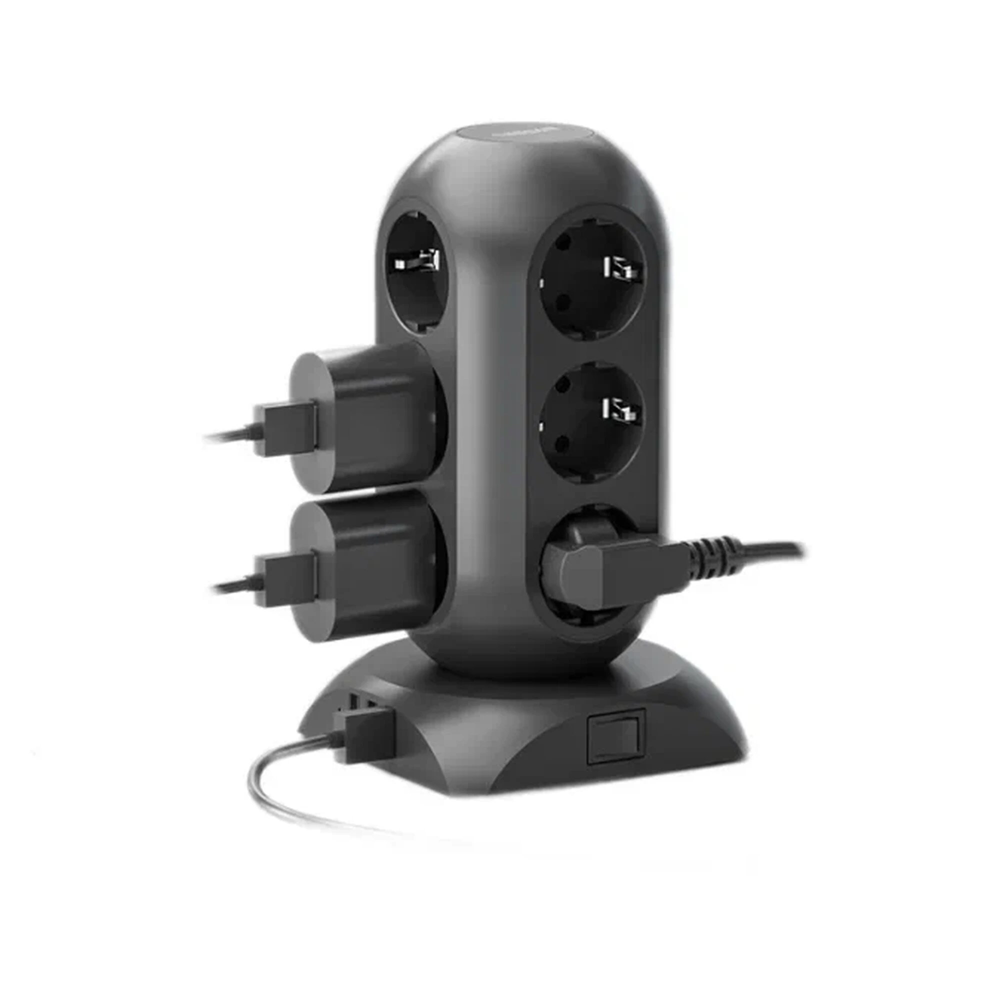 Сетевой фильтр Tessan TPS02-DE, 12 розеток, 3 порта USB, черный