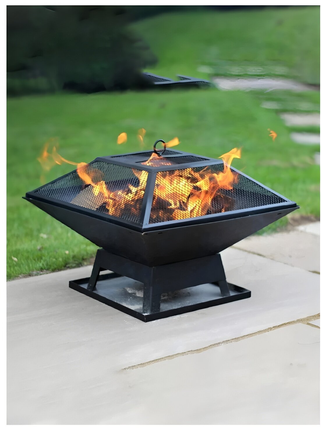 Мангал, чугун, 46х46х37 см, черный, в комплекте решетка, для гриля, костра, обогревателя