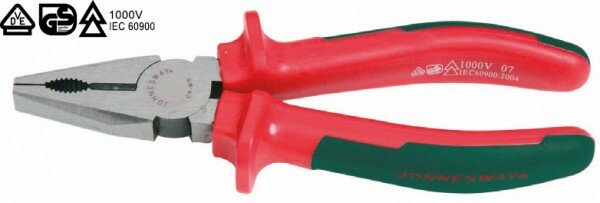 Плоскогубцы диэлектрические 160 мм Jonnesway PV0816, 48840, с двухкомпонентными рукоятками