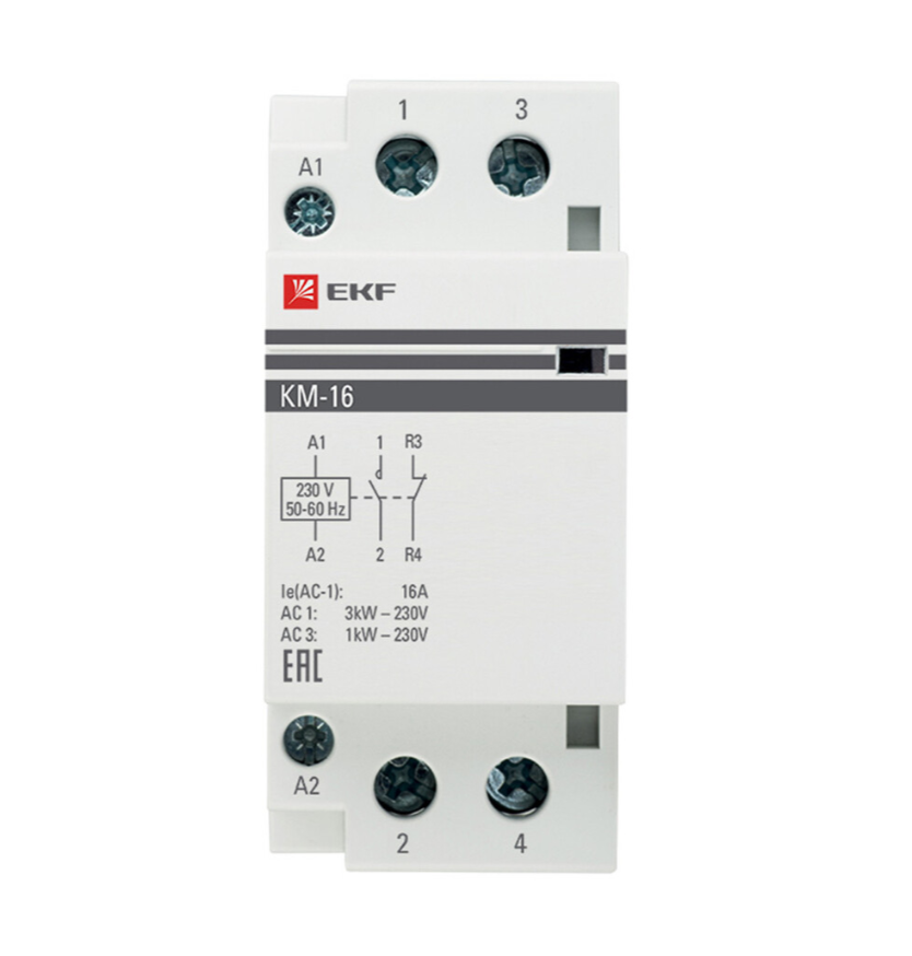 Контактор модульный EKF PROxima КМ (km-2-16-11) 230-400 В 16 А тип AC NО+NC