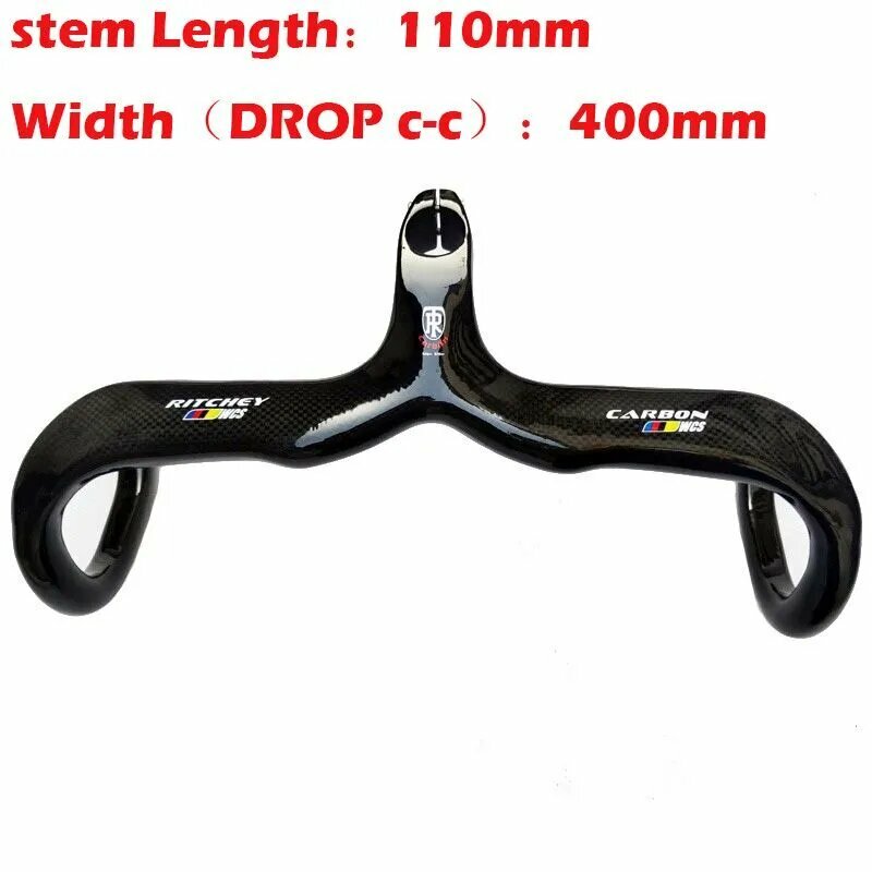 RITCHEY WCS 3K Глянцевый полностью карбоновый интегрированный руль для шоссейного велосипеда, изогнутые рули