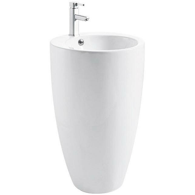 Раковина CeramaLux 50 B133 Белая глянцевая, круглая, напольная