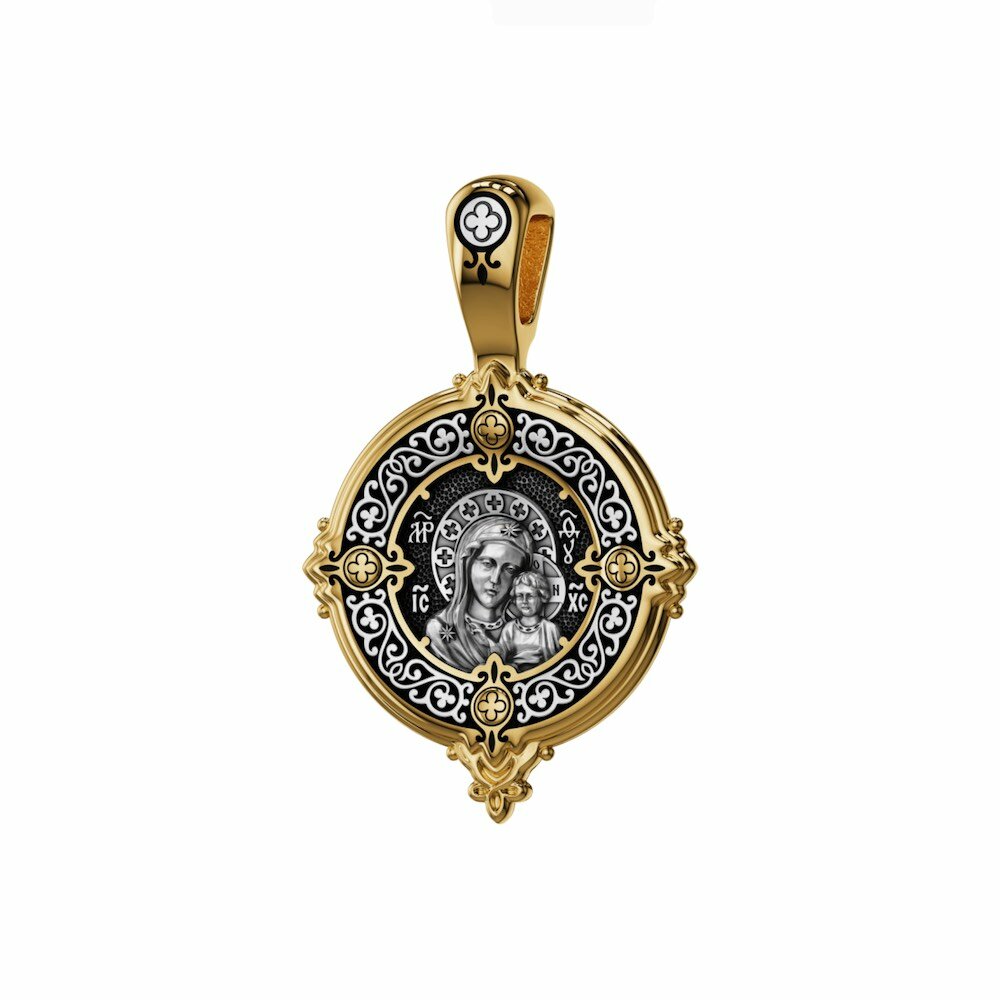 Иконка, серебро, 925 проба, золочение, чернение