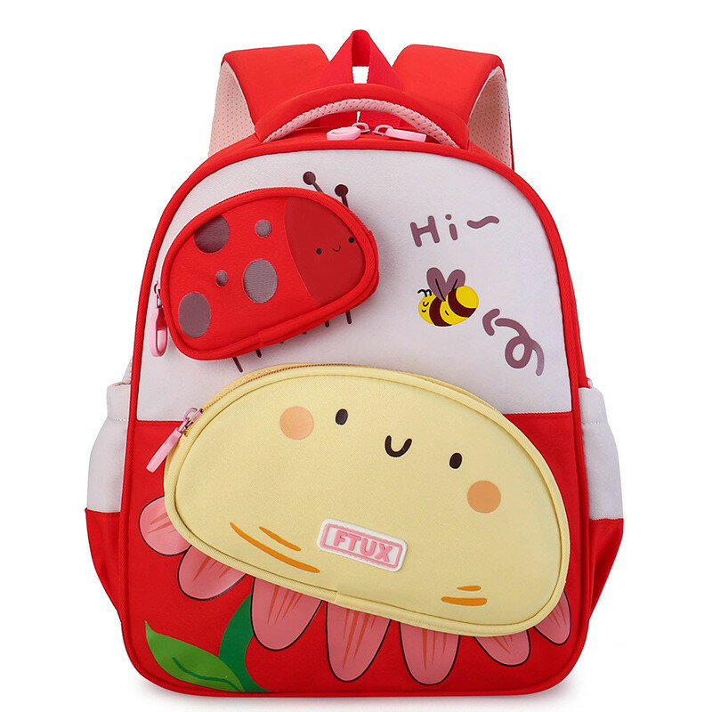 Kids nylon backpack with animal graphic and lightweight structure for school commutes armani junior, red