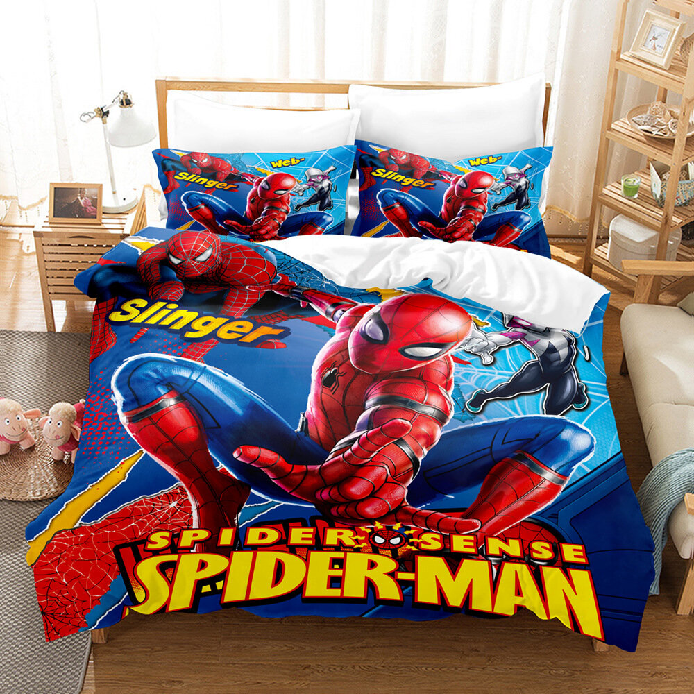 Комплект постельного белья из трех предметов с принтом Marvel для мальчика, цифровой 3D-принт из серии Spider-Man, разные размеры