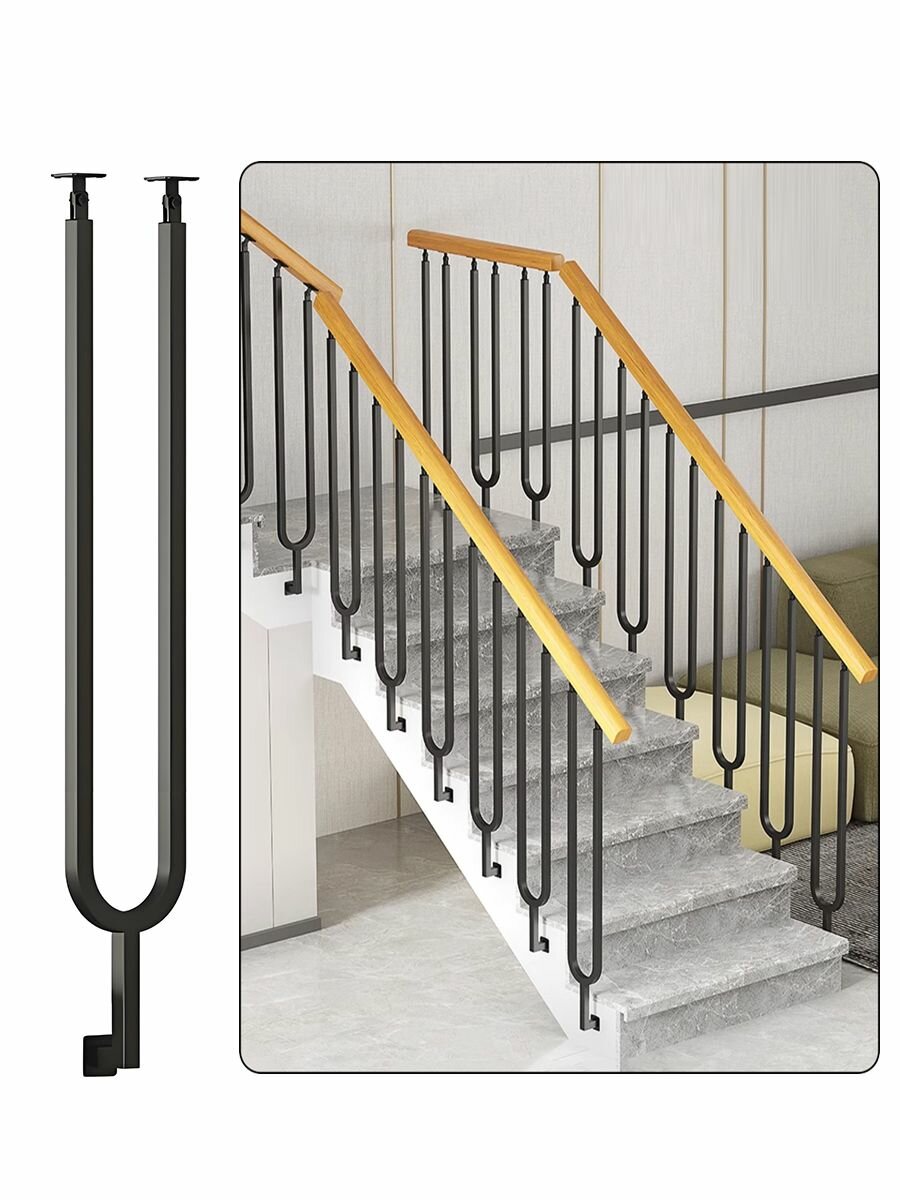 Балясины для лестниц прямоугольные полые, 12 мм толщина стенки, с регулируемыми кронштейнами система ограждения