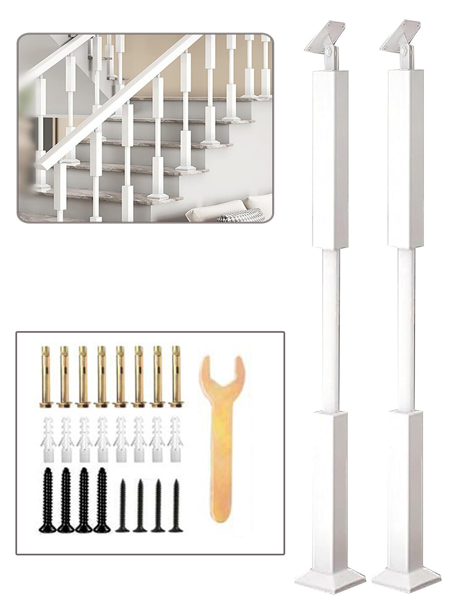 Металлические стойки для перил, 270 регулируемые для лестниц, крыльца, террасы (дерево, бетон, улица/помещение)