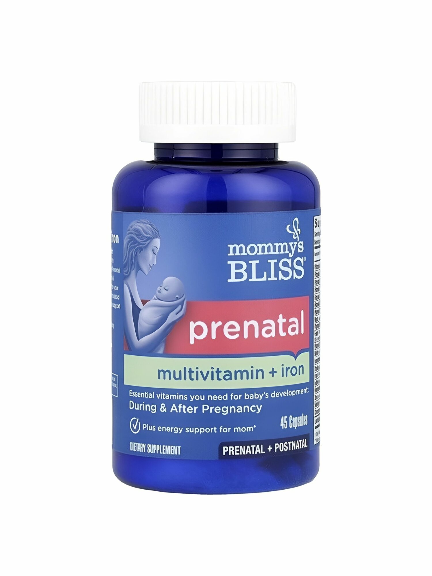Mommy's Bliss, Мультивитамины для беременных с железом, Prenatal Multivitamin + Iron, 45 капсул