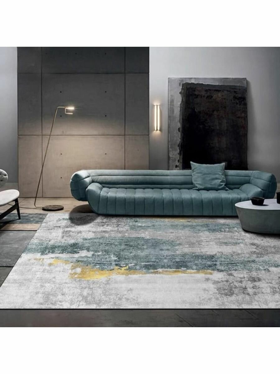 Ковер на пол для комнаты без ворса "Изумрудный бетон" 200х300