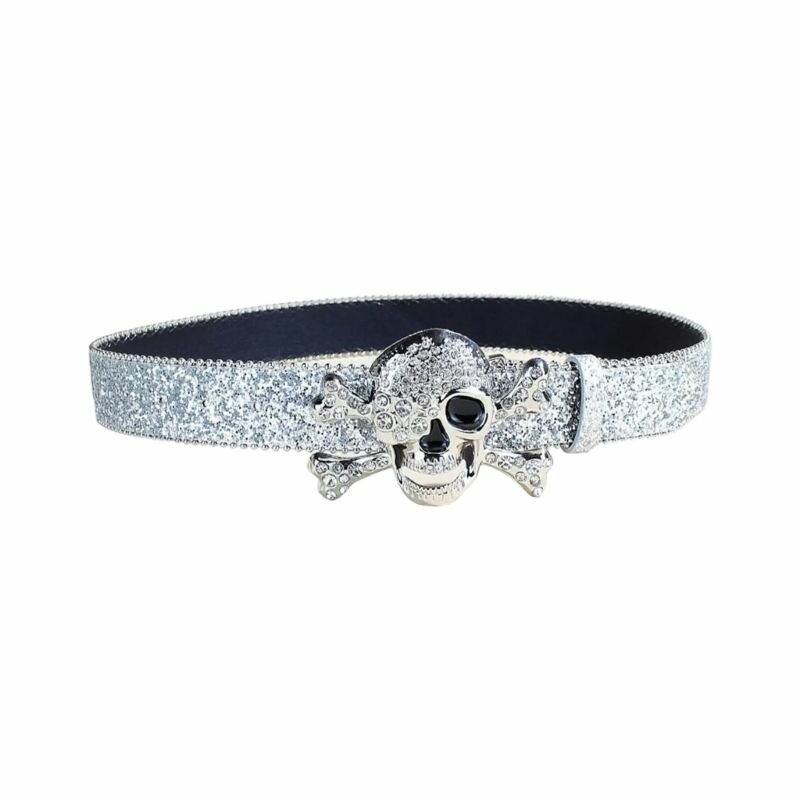 Модный пояс с камнями и черепом для различных образов, Серебро