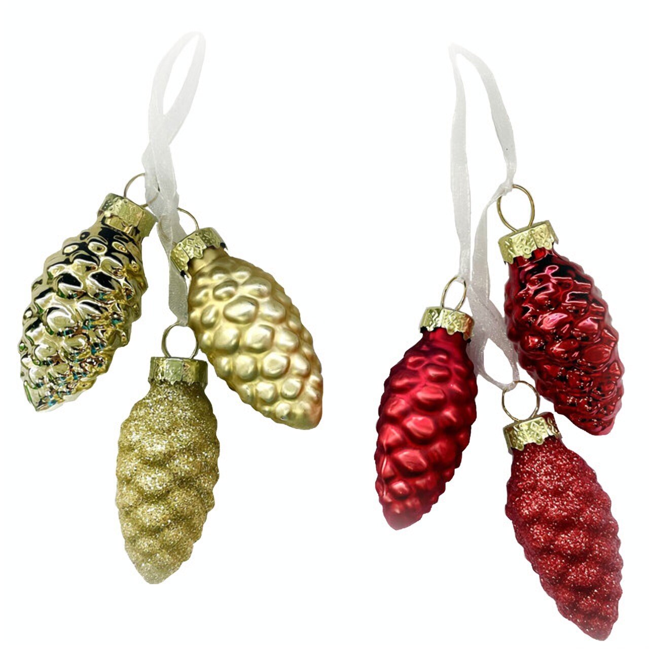 Подвеска новогодняя на елку Maxijoy шишки 60х30мм мультиколор стекло