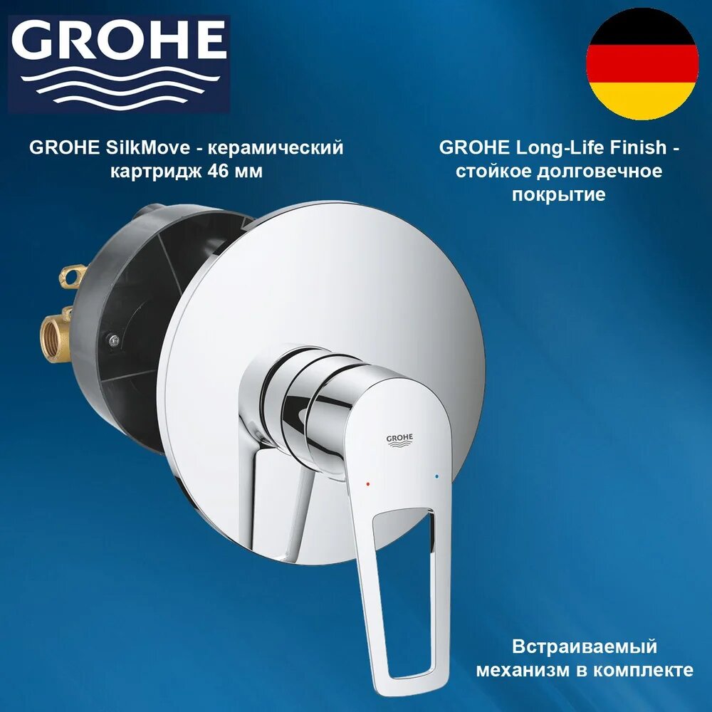 Смеситель для душа встраиваемый без подключения шланга, цвет: хром GROHE BauLoop New 29080001