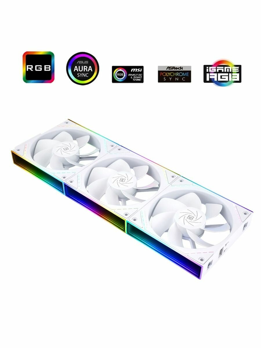 Комплект 120мм белых реверсных кулеров для ПК с эффектом бесконечности TL-M12QRWX3