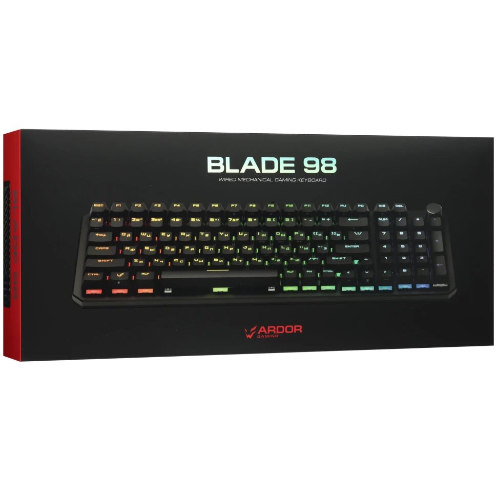 Клавиатура проводная ARDOR GAMING Blade 98, RGB, Kailh Red V2, черный