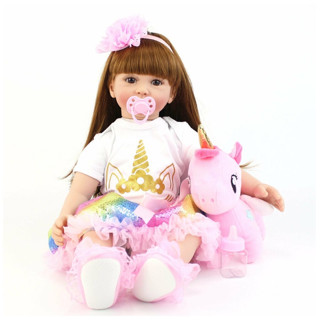 Реалистичная кукла-реборн BZDOLL, малыш из ткани с единорогом, 24 дюйма, 60 см, подарок на день рождения