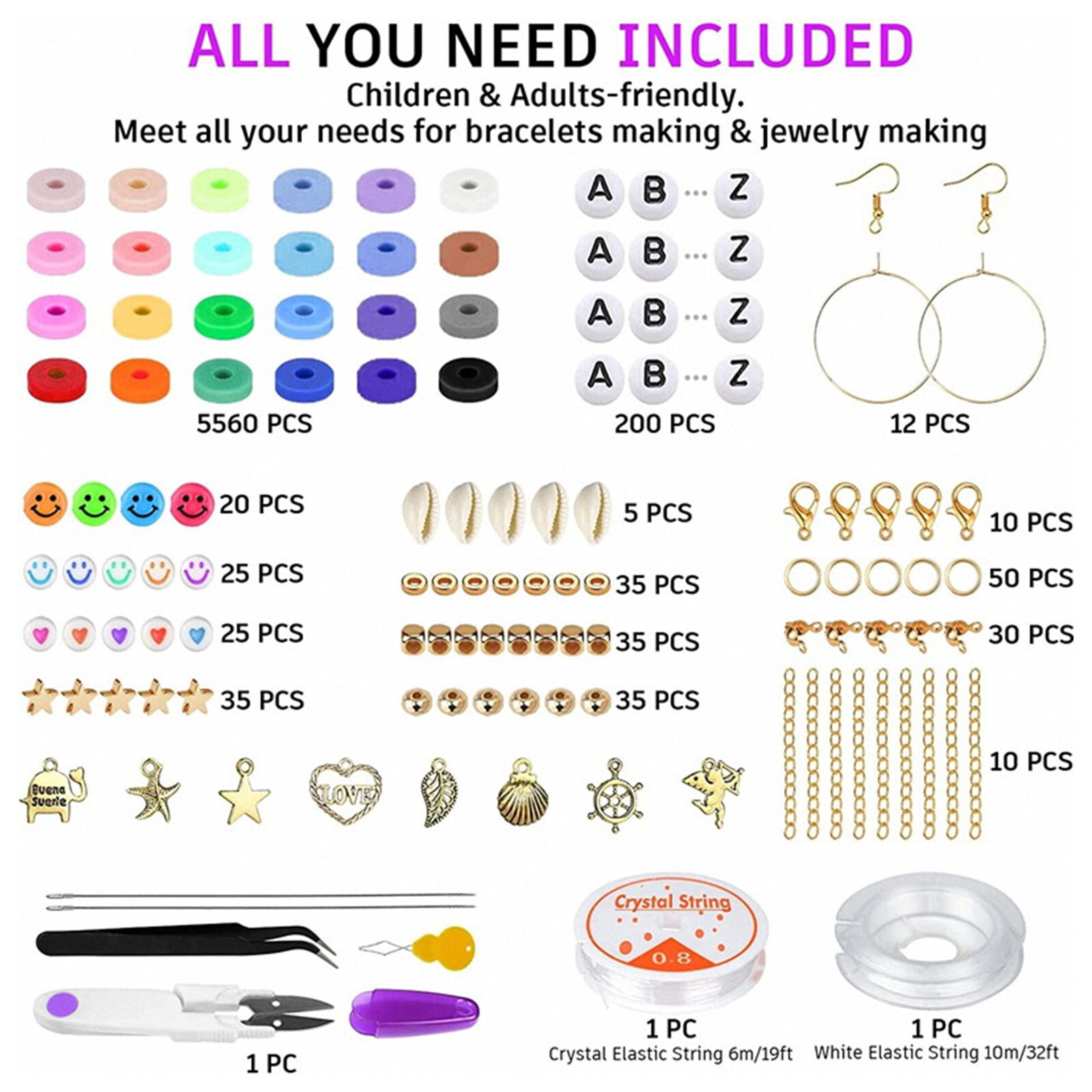 Набор для изготовления браслетов из бусин, коробка с бусинами для изготовления украшений, браслетов и ожерелий ручной работы