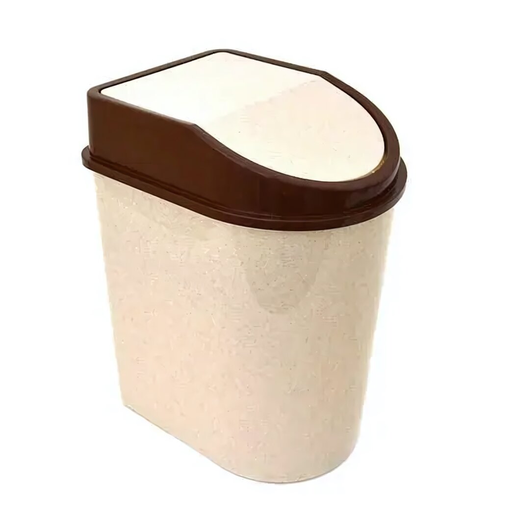 Контейнер для мусора 5л с крышкой, герметичный, 28х22см, бежевый мрамор