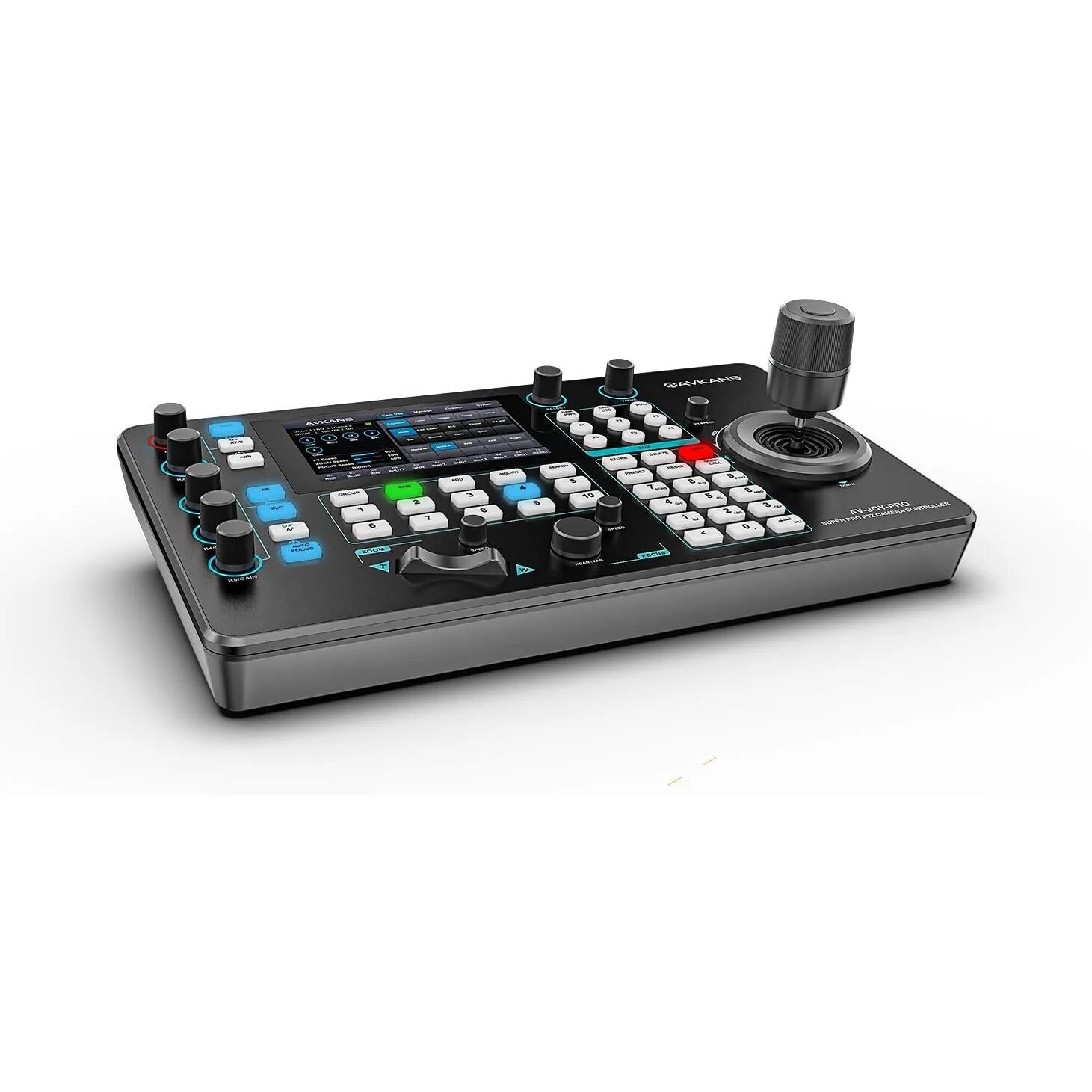 Контроллер джойстика AVKANS Pro PTZ-камеры с 5-дюймовым сенсорным ЖК-дисплеем предварительного просмотра, клавиатура контроллера IP-камеры NDI с 4D-джойстиком