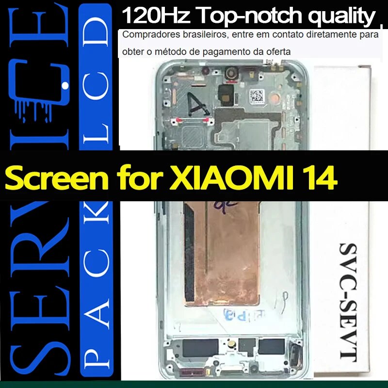 Оригинальная замена 6,36 дюйма LTPO AMOLED 120 Гц для Xiaomi Mi 14, ЖК-дисплей с Silver with frame