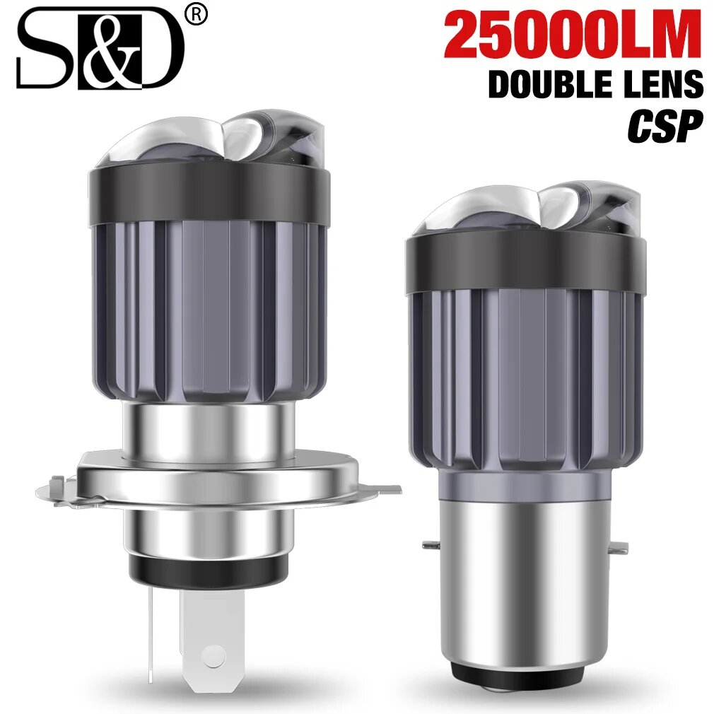25000LM H4 LED Moto H6 BA20D светодиодные лампы для мотоциклетных фар CSP с двойными линзами белого желтого цвета лампа Hi Lo аксессуары для скутера 12 В БА20д, White And White