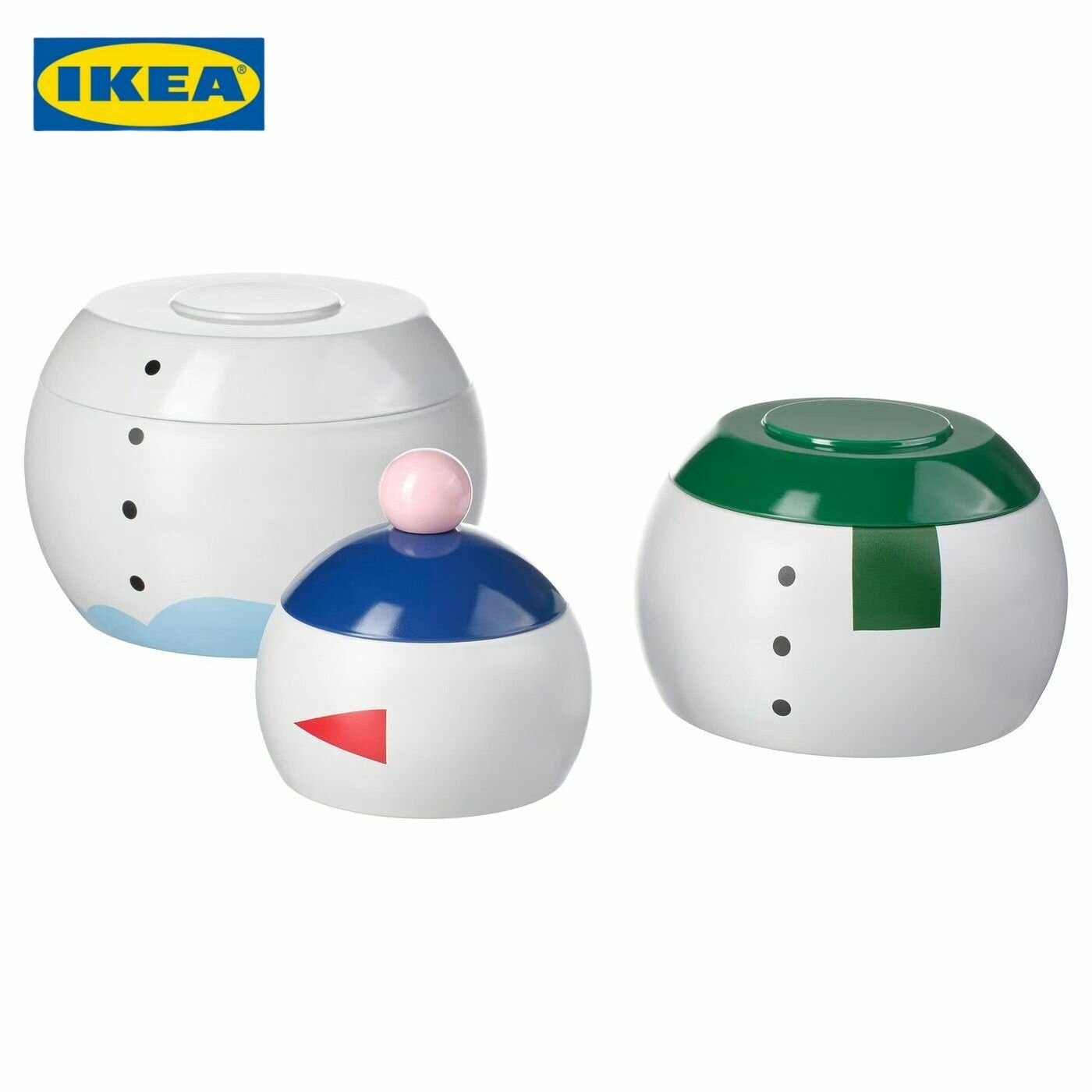 IKEA VINTERFINT Рождественский набор из 3 банок с крышками, Снеговик