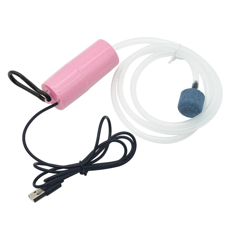 Розовый USB компрессор для аквариума TUNFAN