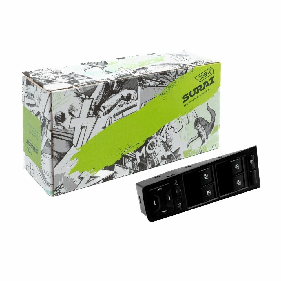 Блок управления стеклоподъемника SURAI для Lada Vesta 4 клавиши с регулировкой зеркал (SR 00762, аналог 8450006933)