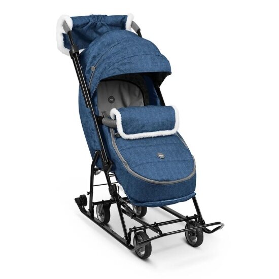 Санки-коляска Nika Наши детки 6 синий с листочками