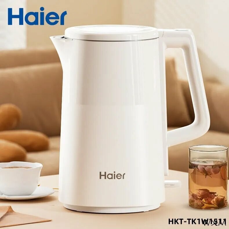 Электрический чайник Haier Электрический умный чайник; с функцией подогрева; HKT-TK1W1511 F76W, белый, бежевый