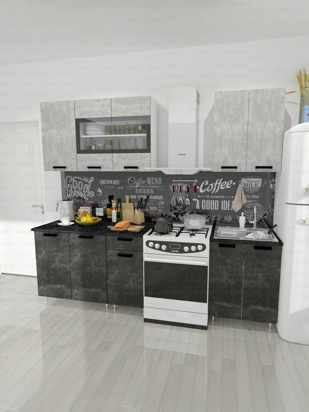 Кухонный гарнитур 180 см. Бетон/Кастилло