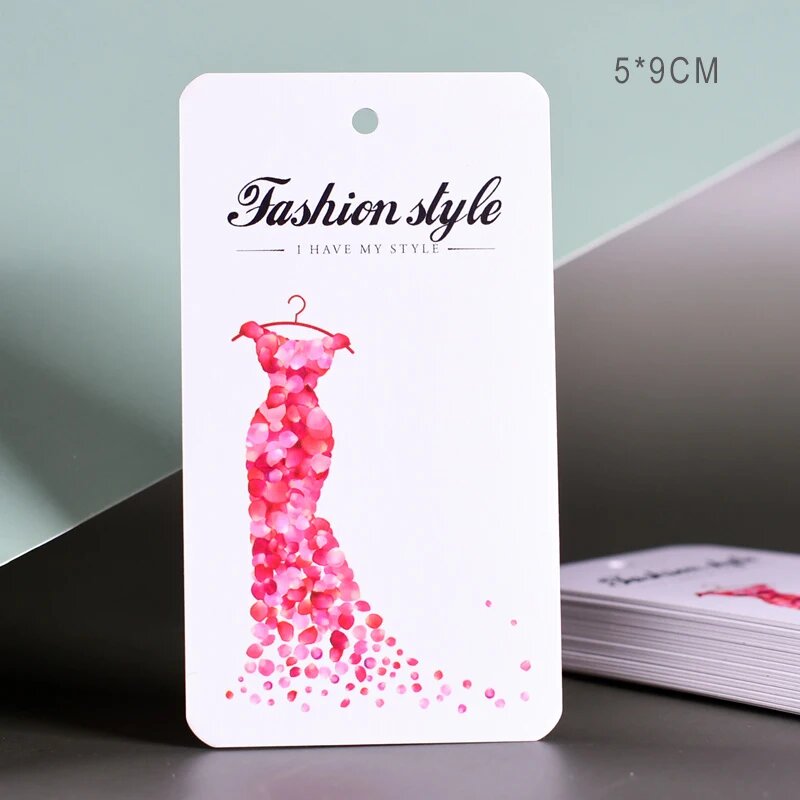 Бумажные бирки для одежды розовые 5x9 см F01