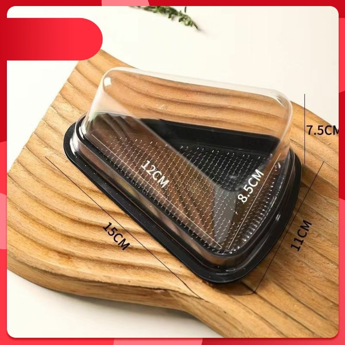 Эксклюзивные треугольные контейнеры для торта с ложкой, 100 штук, черное дно