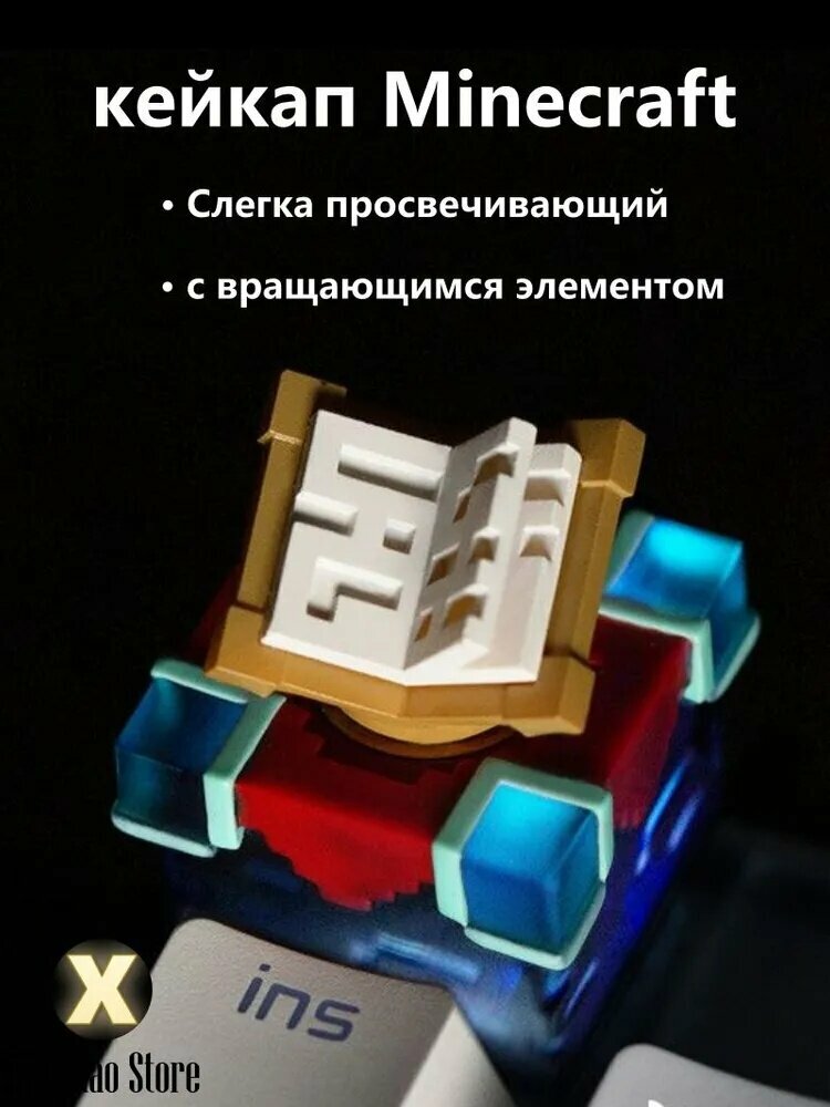 Вращающийся кейкап Minecraft, ESC, слегка просвечивающийся
