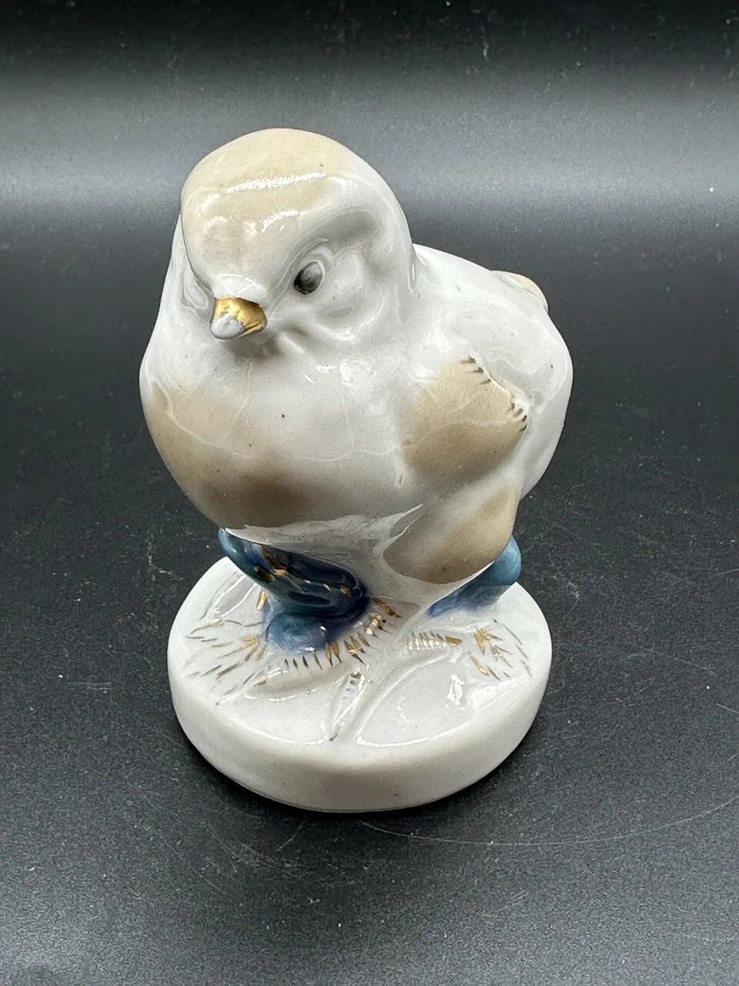 Статуэтка Воробей Гжель Фарфор винтажная Авторская Редкая 60 годы