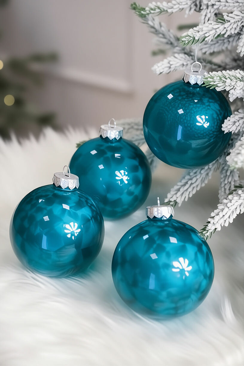 Набор ёлочных ПЭТ шаров болле ДИ феста - БЛЮ кюрасао, пластик, голубой, 10 см, 4 шт, Winter Deco 1000572