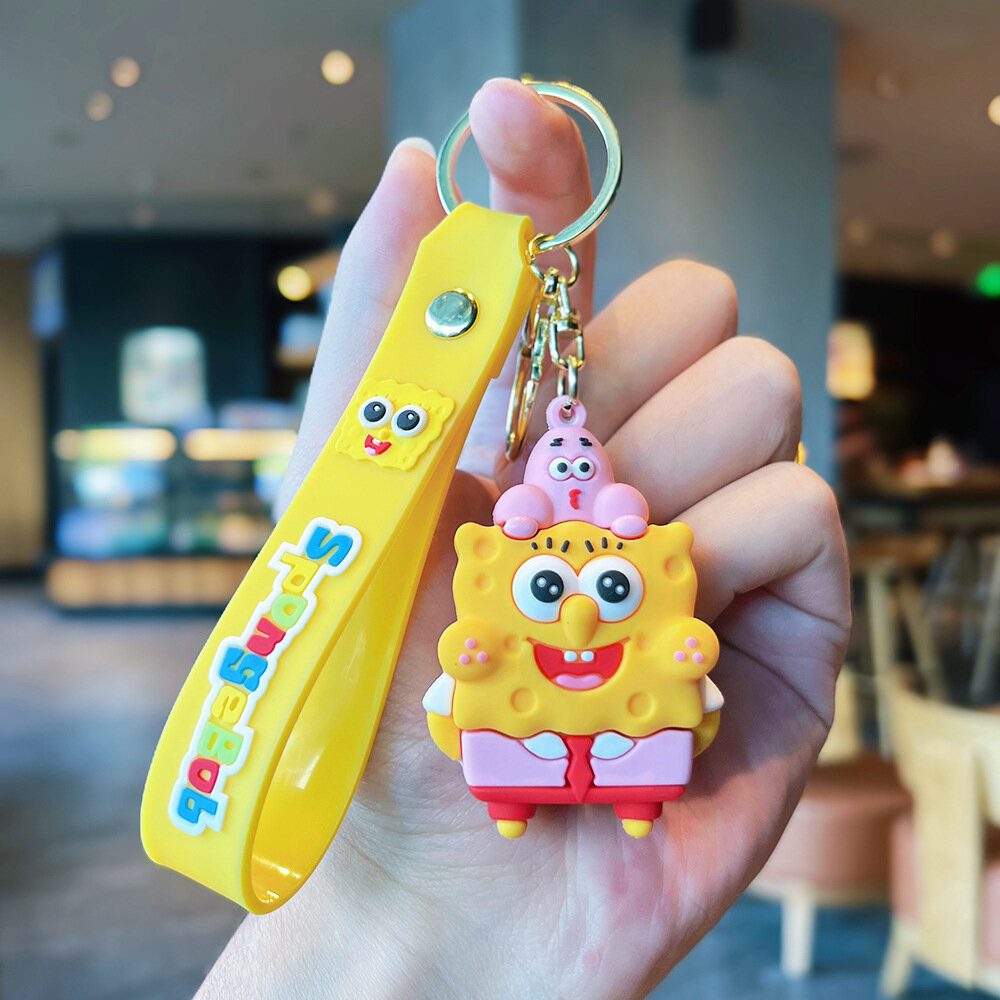 Брелок с мультяшным Губкой Бобом, милый кулон в виде куклы для сумки, мультяшная игрушка в виде пары Патрика Стар, подарочный кулон с Губкой Бобом и Патриком Старом сверху.
