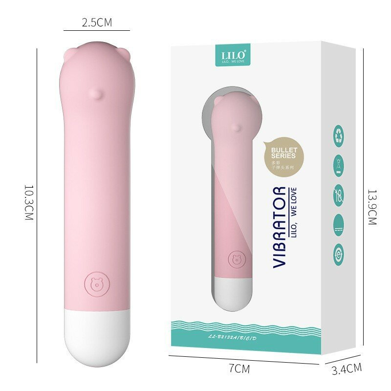 Мини-вибратор с АБС-материалом, зарядным, 10 режимами вибрации, розовый, дизайн медвежонка для женщин