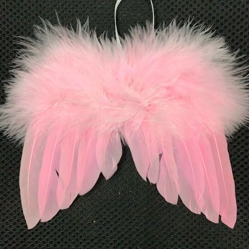 Роскошные перьевые ангельские крылья, винтажная рождественская подвеска для элегантного праздничного декора, розовые - 10 шт. - 16x13