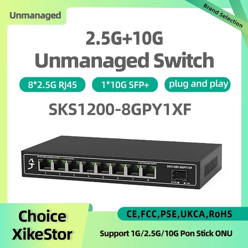 XikeStor 10G Ethernet коммутатор 8-портовый EU Plug