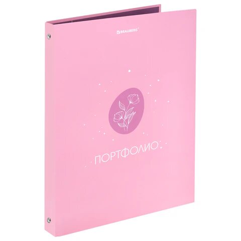 Папка-портфолио универсальная, 4 кольца, 20 файлов 10 вкладышей, 7БЦ матовая, BRAUBERG, Дизайн2, 117558