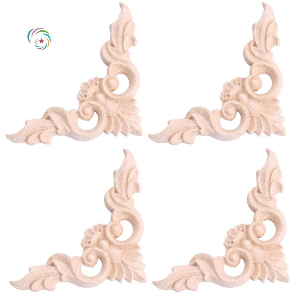 (W G B D) 4шт 8 x 8см деревянные резные угловые накладки мебель украшения дома неокрашенные аппликации