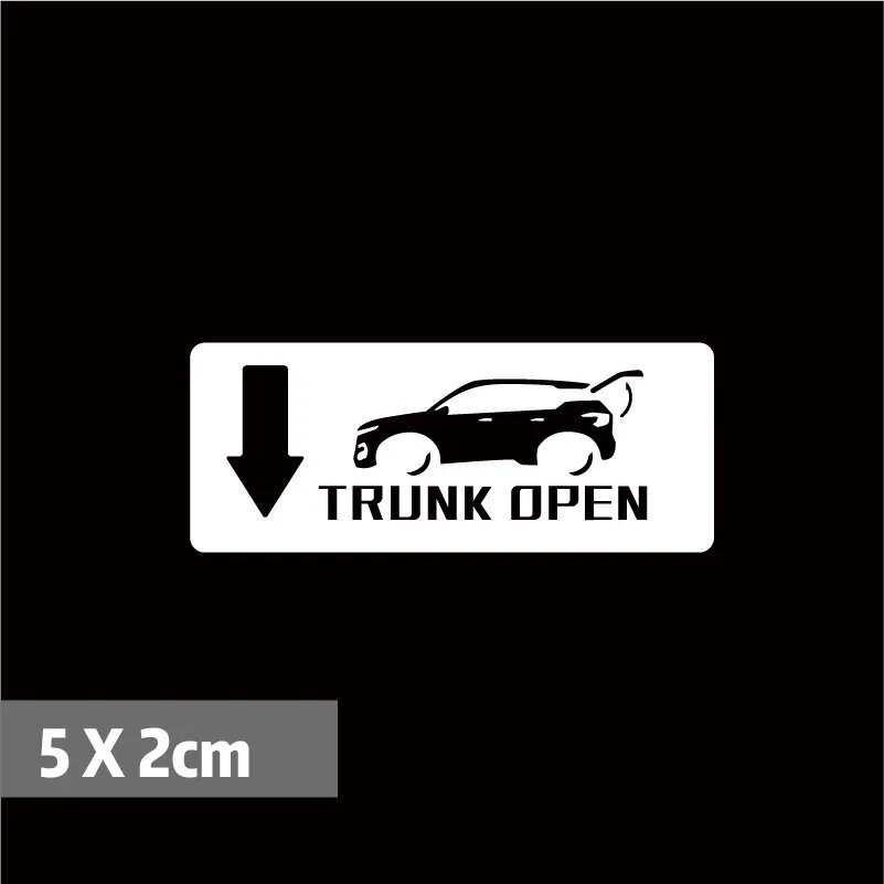 Наклейка на багажник "TRUNK OPEN" черная 5x2 см