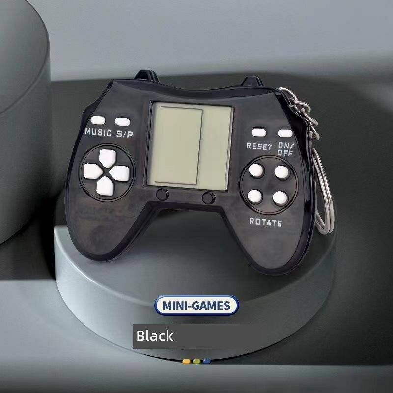 Портативная игровая консоль с 26 ретро-играми - Мини-брелок в черном цвете для образовательной игры