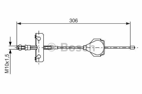 Трос ручного тормоза BOSCH 1987477990 Ford Mondeo III 1.8, 2.0, 2.0D, 2.2D, 2.5, 3.0 00-07